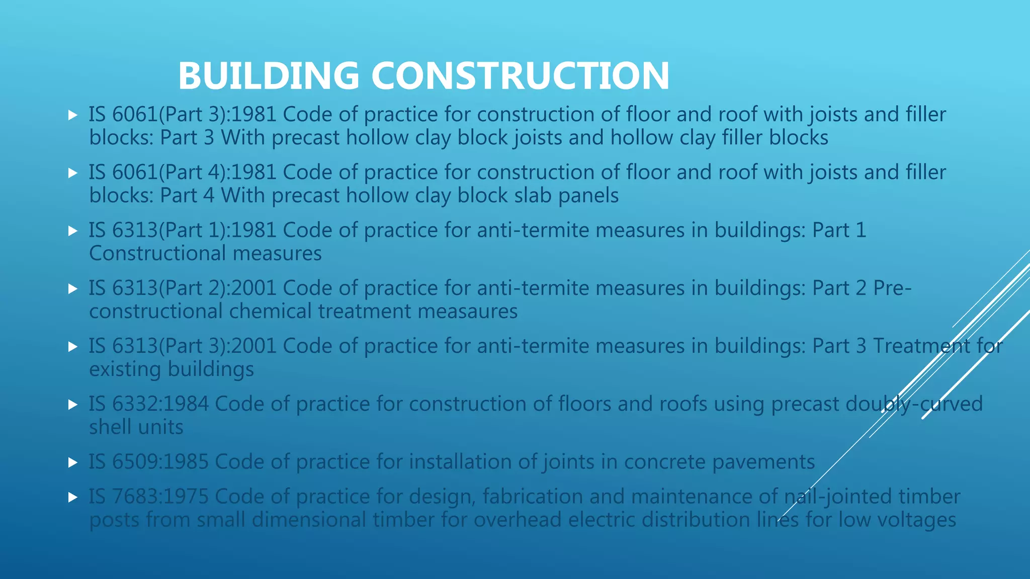 IS CODE LIST FOR CIVIL ENGINEERS -1 | PPTX | Civil Engineering Industry ...