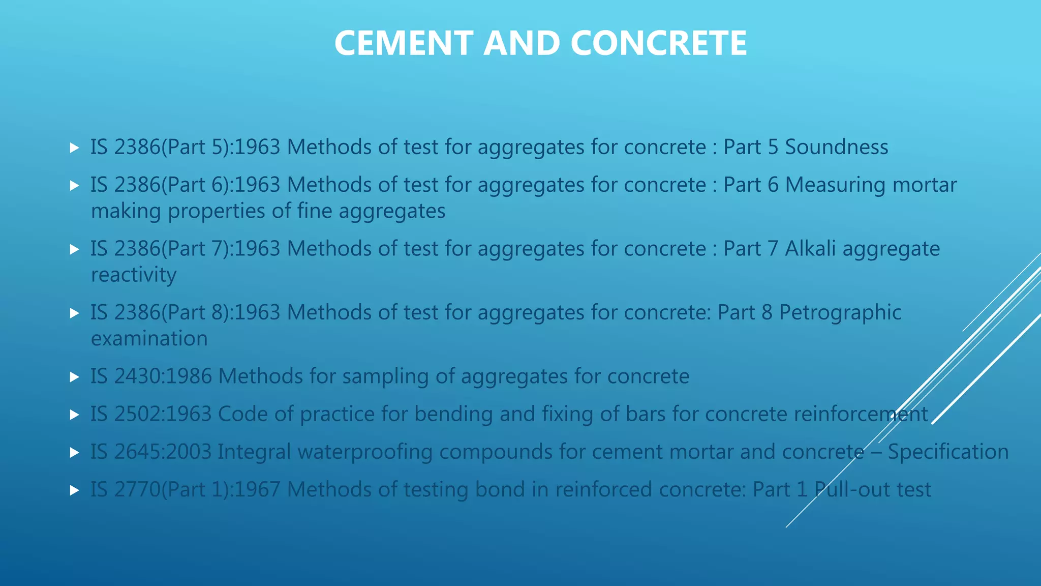 IS CODE LIST FOR CIVIL ENGINEERS -1 | PPTX