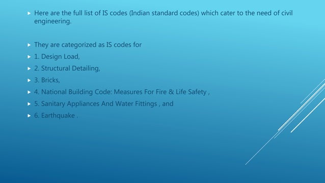 IS CODE LIST FOR CIVIL ENGINEERS -2 | PPTX