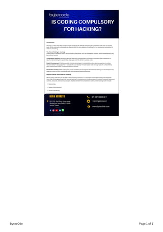 Is Coding Compulsory for Hacking.pdf | Technology & Computing