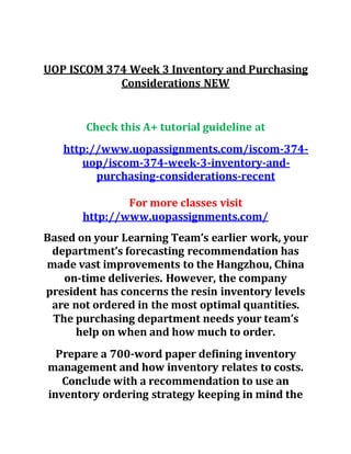 ISCOM 374 Entire Course NEW | PDF