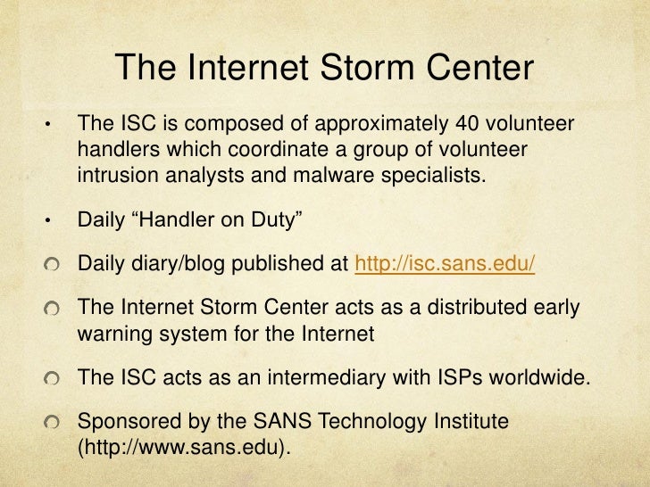 Internet Storm Center Briefing 20100513