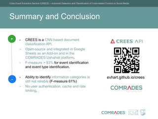 Crisis Event Extraction Service (CREES) – Automatic Detection and Classification of Crisis ...