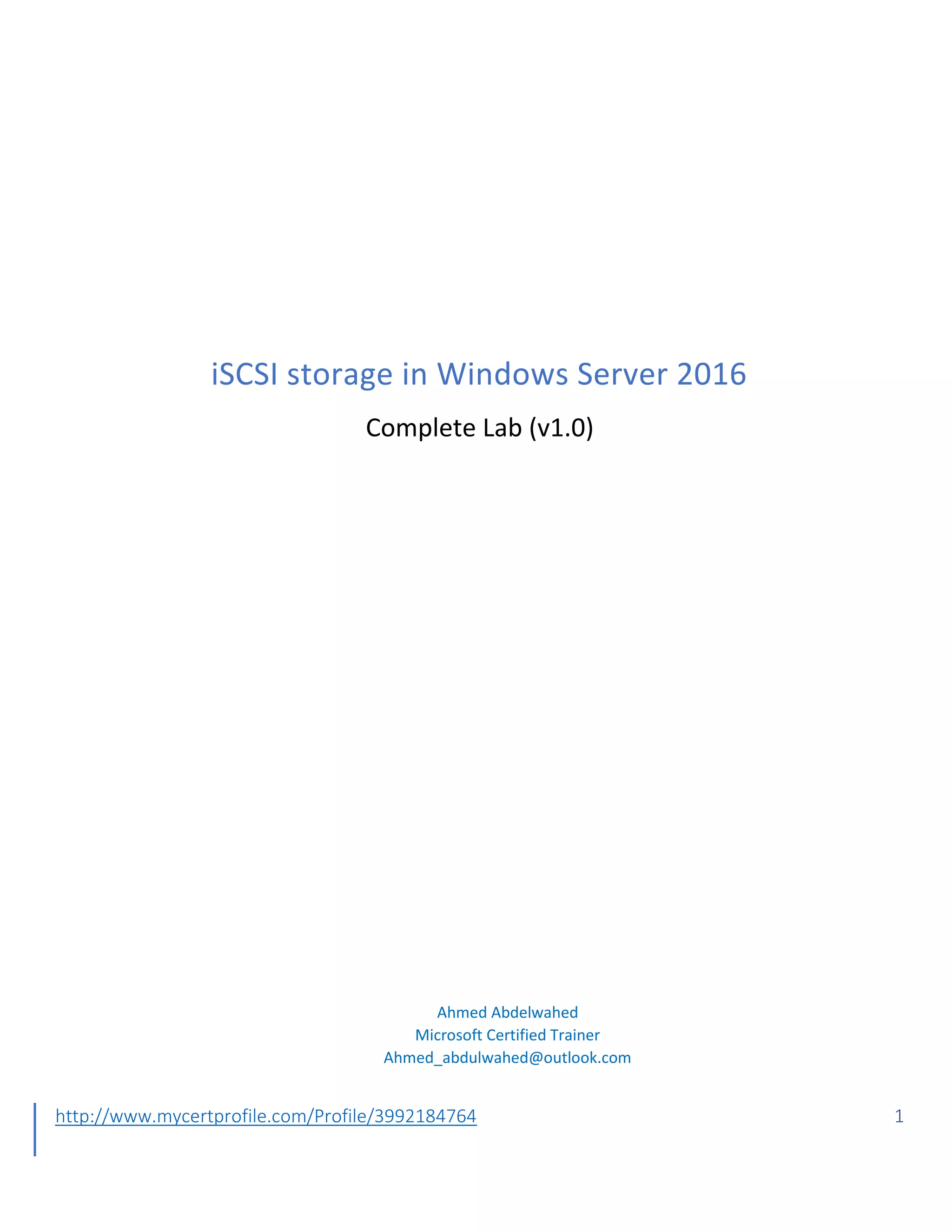 Iscsi storage in windows server 2016 step by step | PDF
