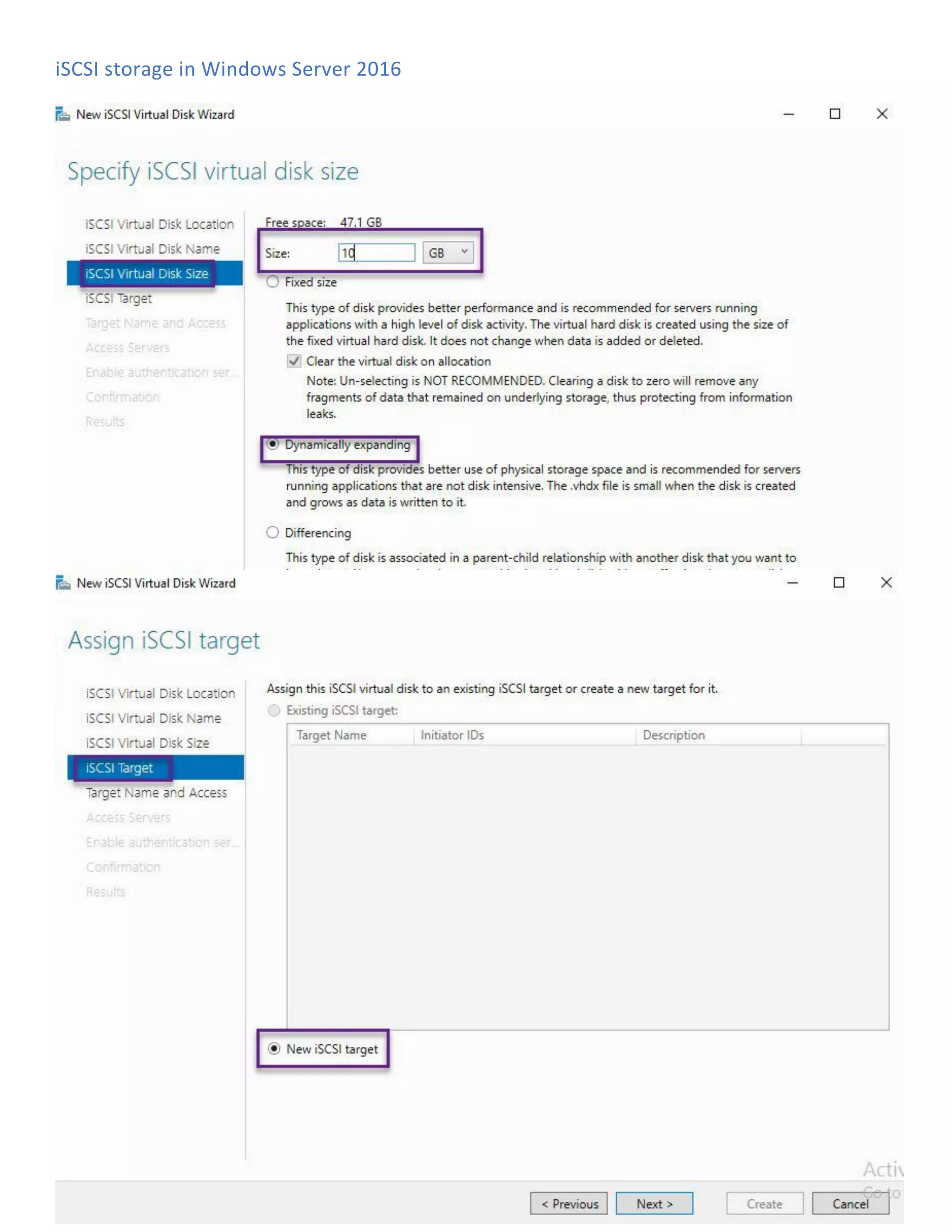Iscsi storage in windows server 2016 step by step | PDF