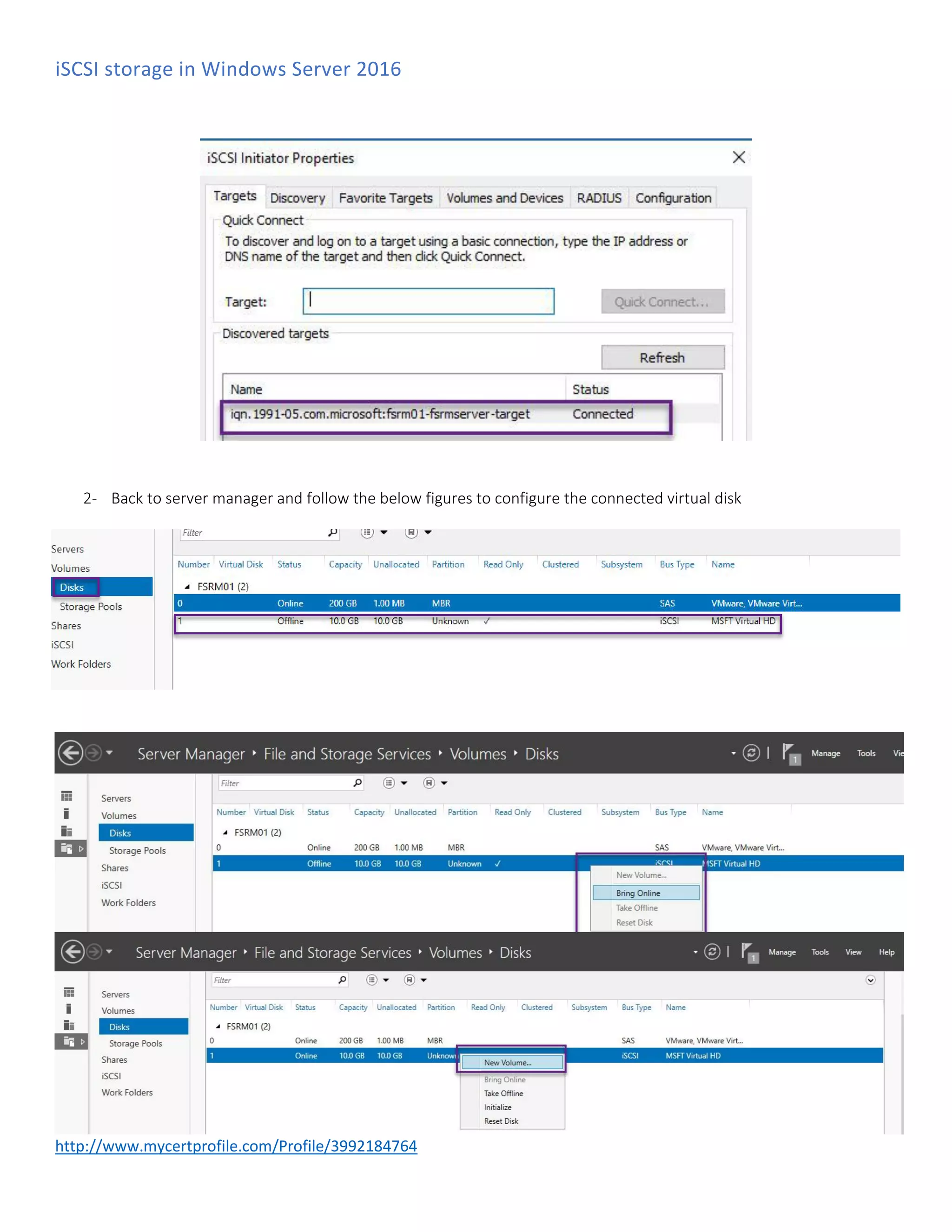 Iscsi storage in windows server 2016 step by step | PDF