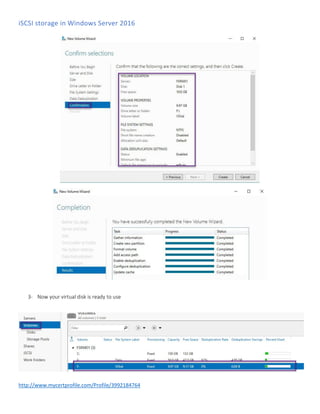 Iscsi storage in windows server 2016 step by step | PDF