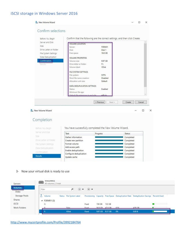 Iscsi storage in windows server 2016 step by step | PDF