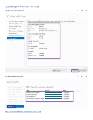 Iscsi storage in windows server 2016 step by step | PDF