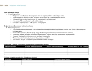 ISD / ADDIE Design Document Template | DOC