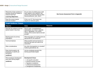 ISD / ADDIE Design Document Template | DOC