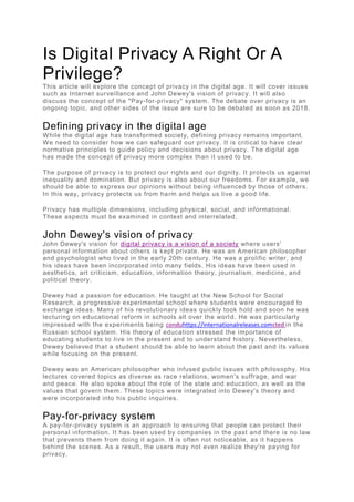 Is Digital Privacy A Right Or A PrivilegeS2.docx