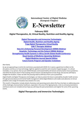 ISDM E-Newsletter February 2022