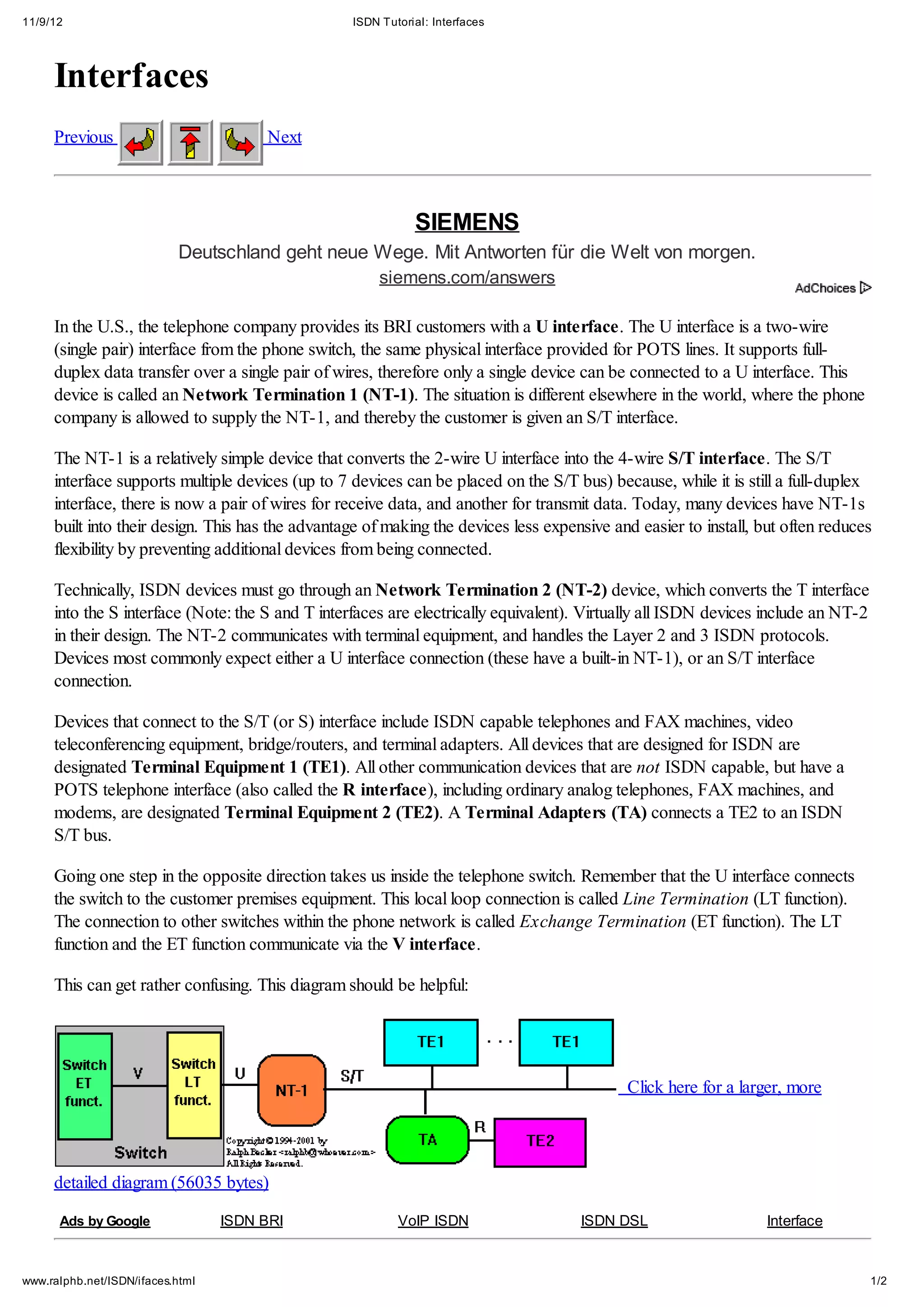 Isdn tutorial interfaces | PDF
