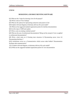 Ise viii-software architectures [10 is81]-assignment