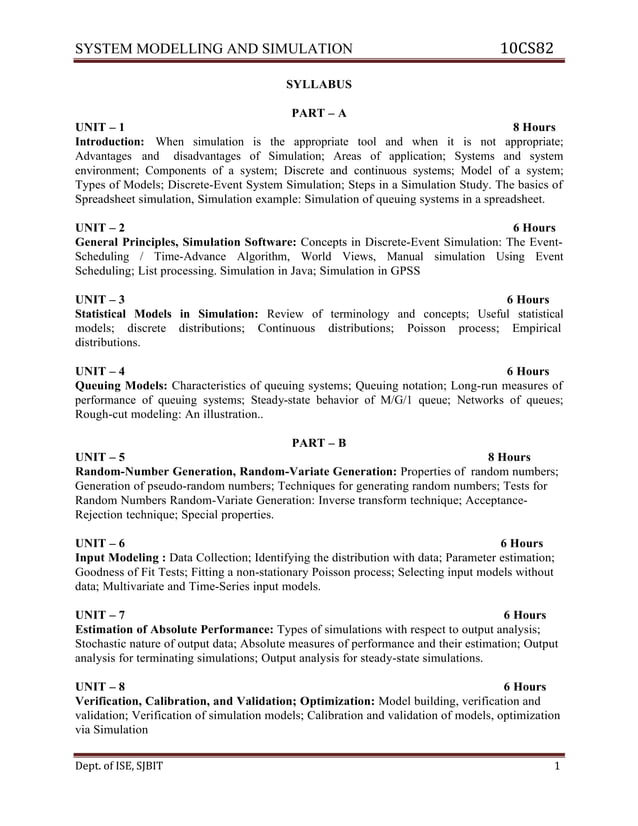 Ise viii-system modeling and simulation [10 cs82]-notes | PDF