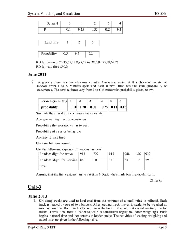 Ise viii-system modeling and simulation [10 cs82]-question paper | PDF