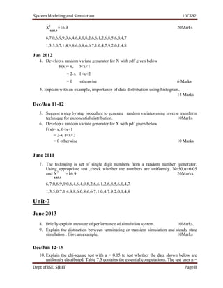 Ise viii-system modeling and simulation [10 cs82]-question paper | PDF
