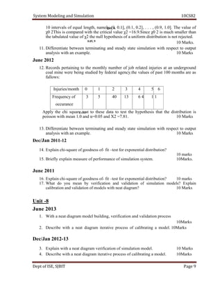 Ise viii-system modeling and simulation [10 cs82]-question paper | PDF