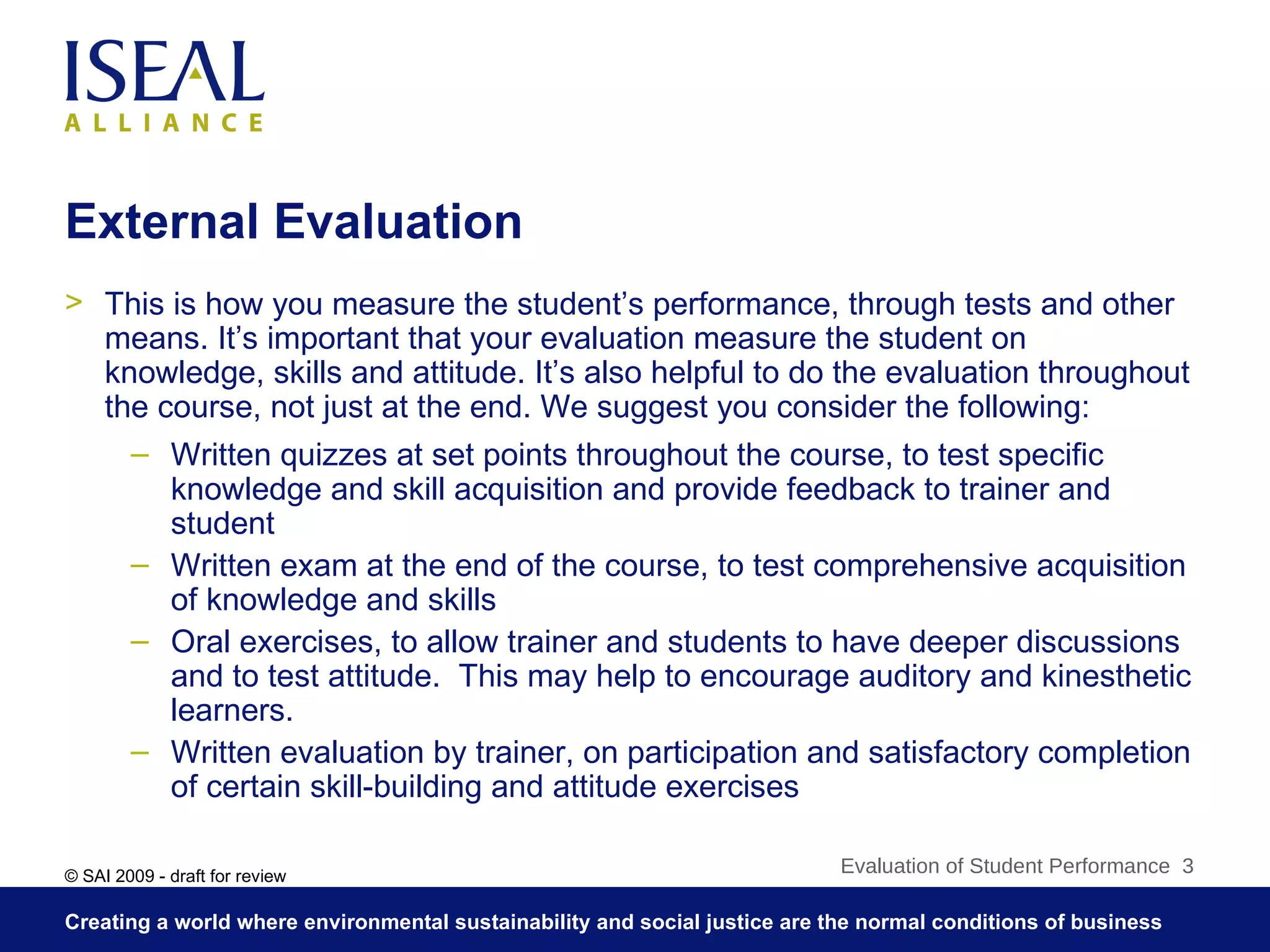 8: Evaluation of Student Performance | PPT