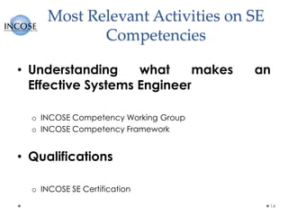 INCOSE Systems Engineering Competency Framework ( ISECF) | PDF