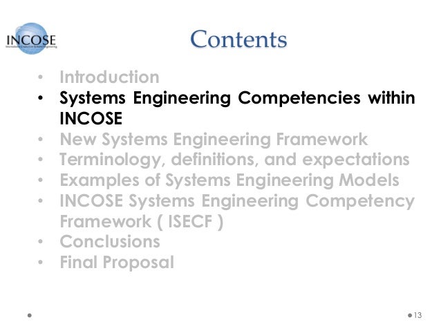 INCOSE Systems Engineering Competency Framework ( ISECF)
