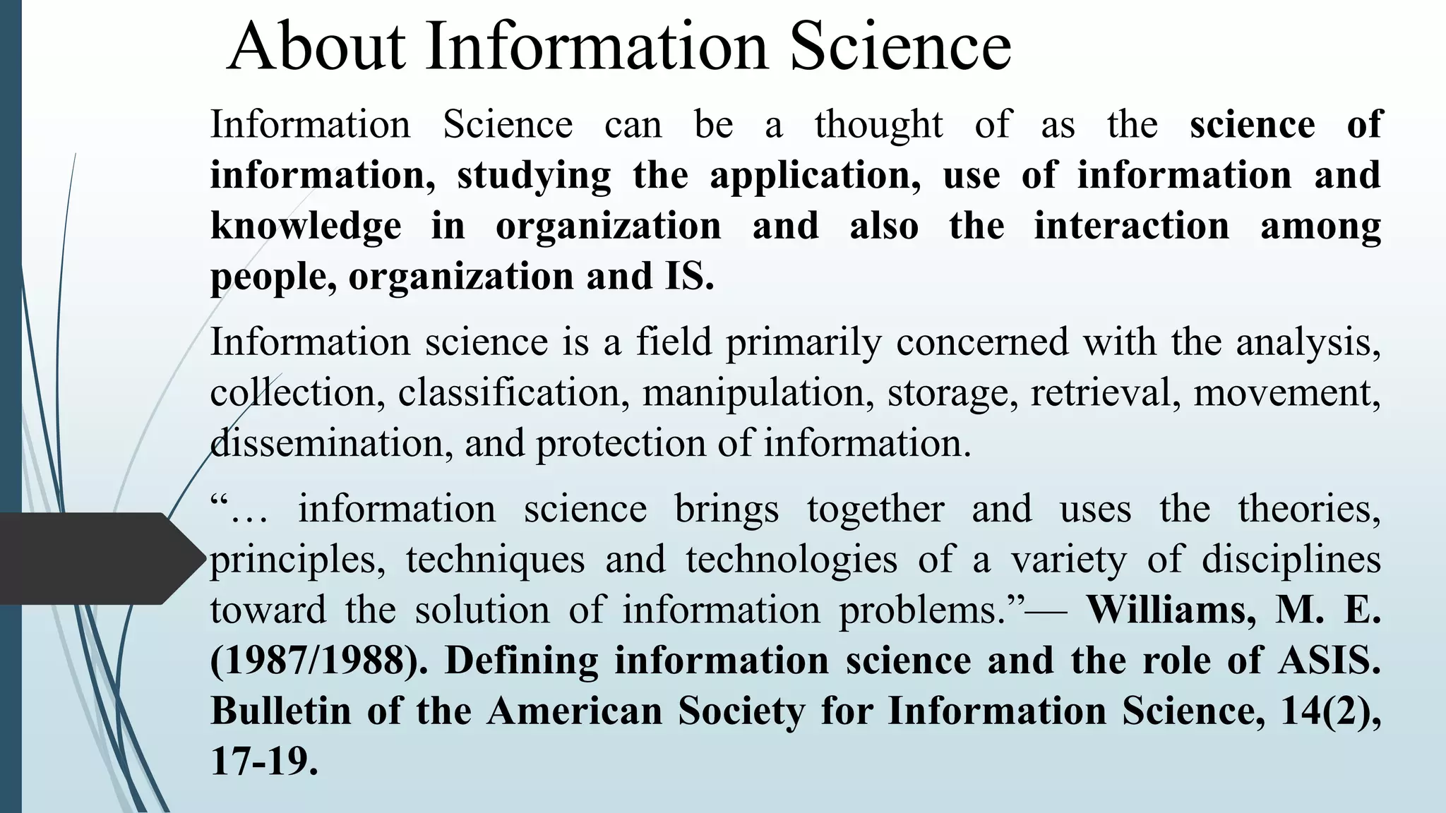 Information Science education in 21st century | PPT