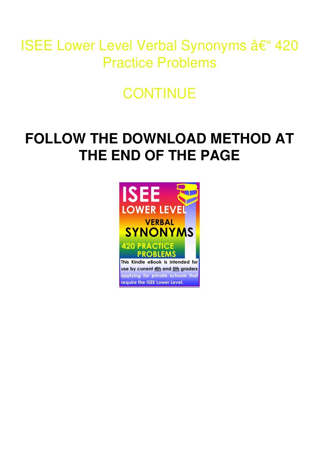 READ DOWNLOAD ISEE Lower Level Verbal Synonyms 420 Practice Problems read-download-isee-lower-level-verbal-synonyms-420-practice-problems