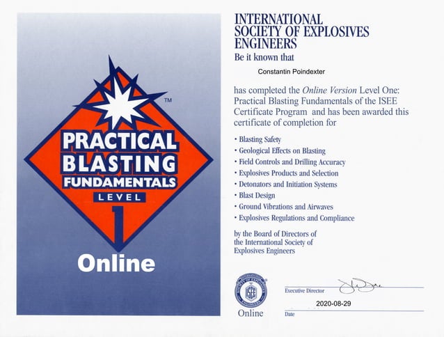 ISEE Blaster Certificate | PDF | Civil Engineering Industry | Industries
