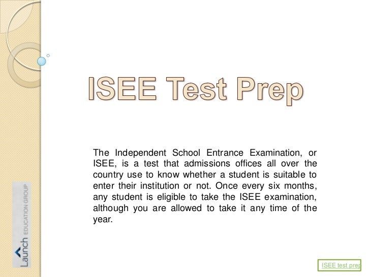 ISEE Test Prep Slideshow Information