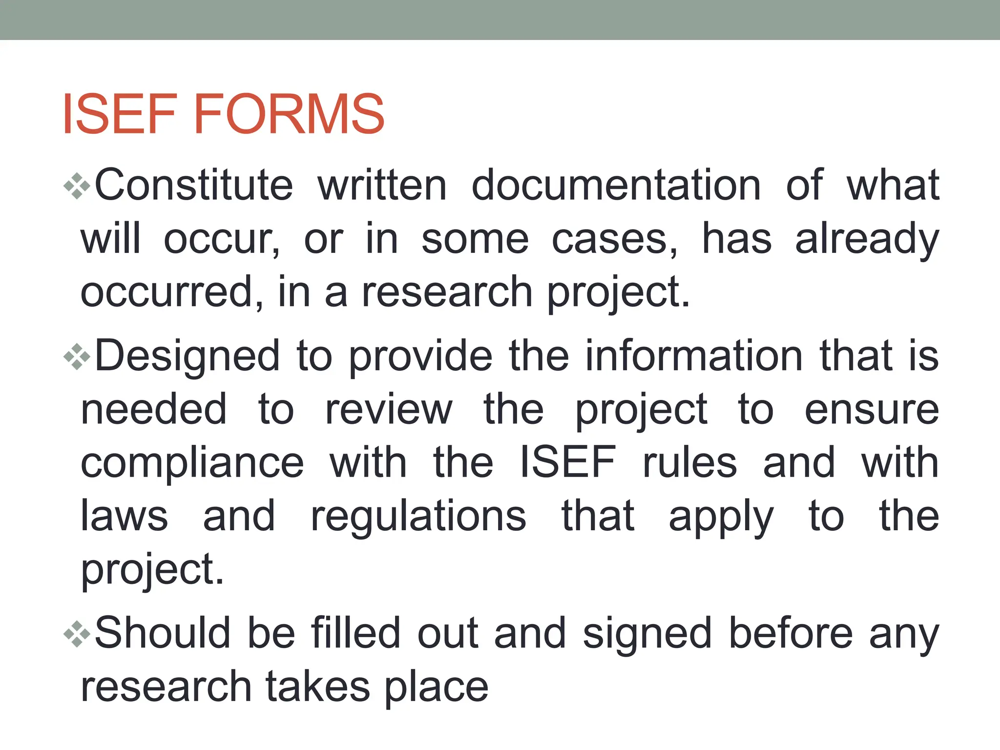 ISEF FORMS - Research for Grade 10 - Powerpoint Presentation | PPTX