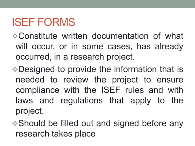 ISEF FORMS - Research for Grade 10 - Powerpoint Presentation | PPTX ...