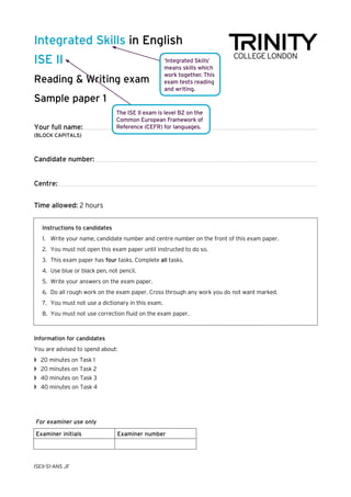 Ise ii sample paper with notes | PDF