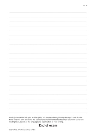 Trinity Integrated Skills in English II Sample Paper 1 (with answers) | PDF
