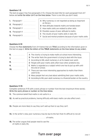 Trinity Integrated Skills in English II Sample Paper 2 (with answers) | PDF