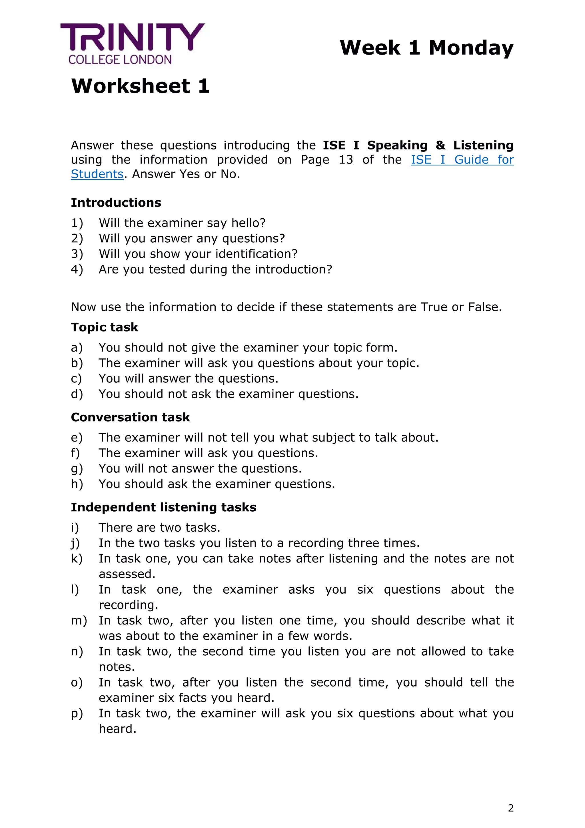 Ise i worksheets | PDF