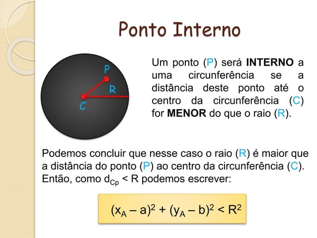 Relação entre um ponto e uma circunferencia | PPTX | Science