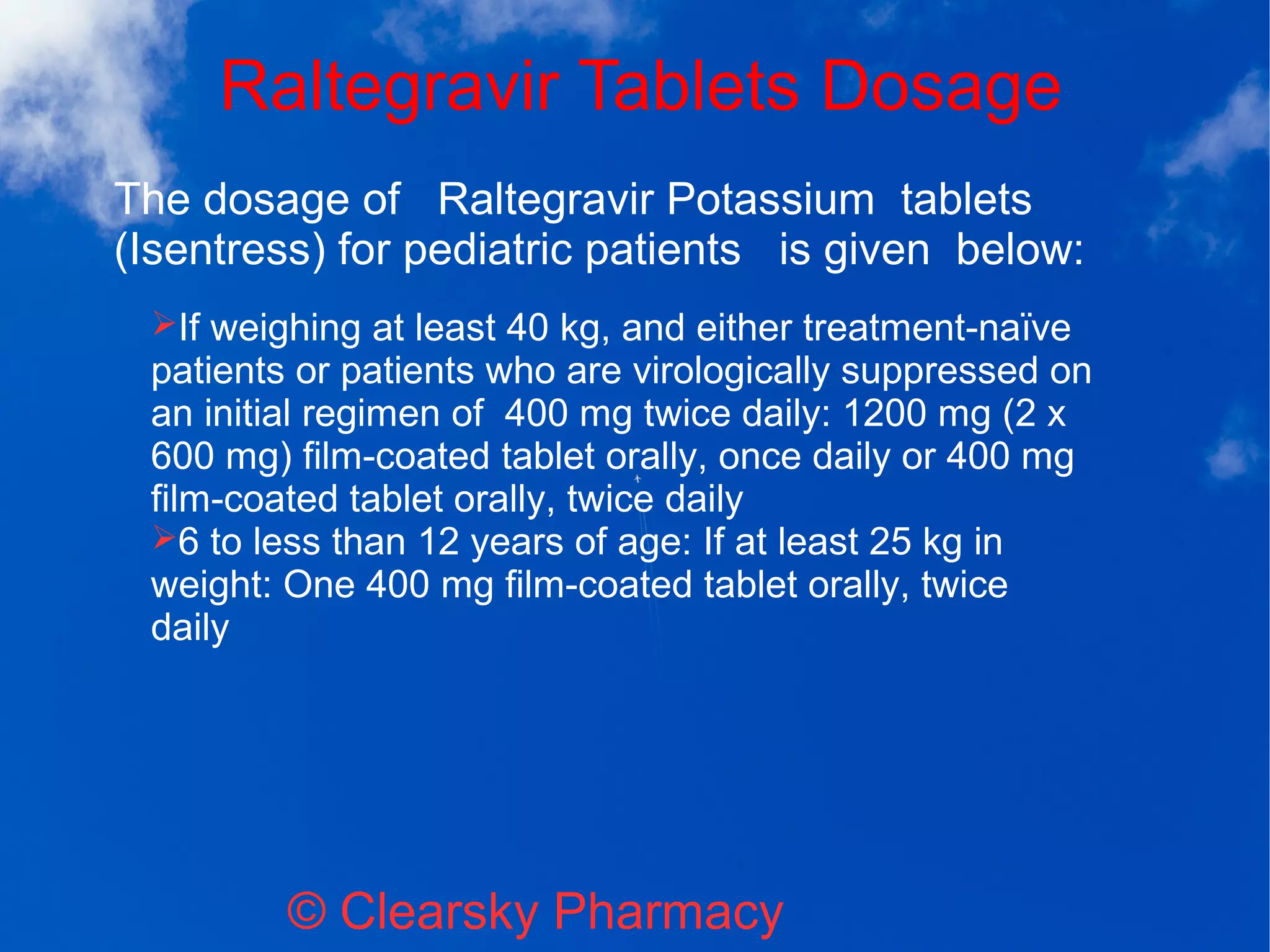 Isentress (Raltegravir Potassium Tablets) | ODP