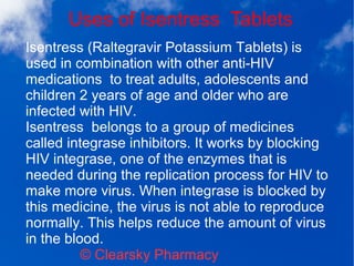 Isentress (Raltegravir Potassium Tablets) | PPT