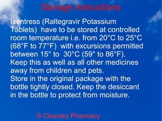 Isentress (Raltegravir Potassium Tablets) | PPT