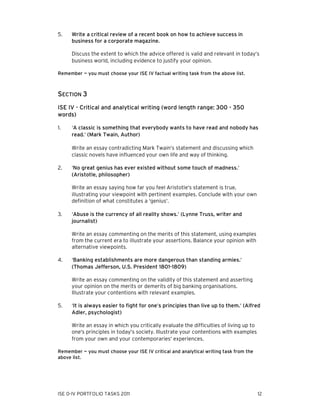 Ise portfolio tasks (ise 0 iv) 2011 | PDF | Education