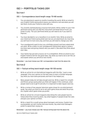 Ise portfolio tasks (ise 0 iv) 2011 | PDF | Education