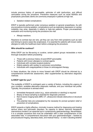 Is ERCP For You? Discussing The Benefits And Risks Involved | PDF