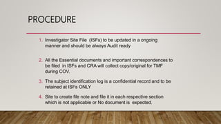 Investigator Site File (ISF) / Trial Master file in trial (TMF) | PPTX