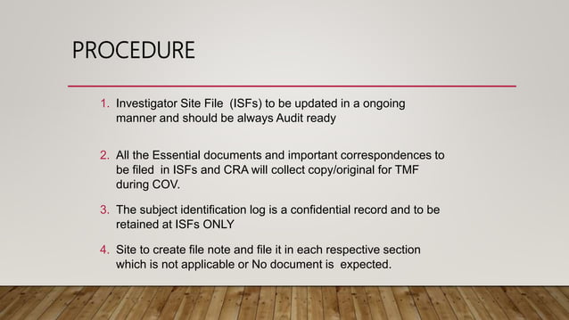 Investigator Site File (ISF) / Trial Master file in trial (TMF) | PPTX ...
