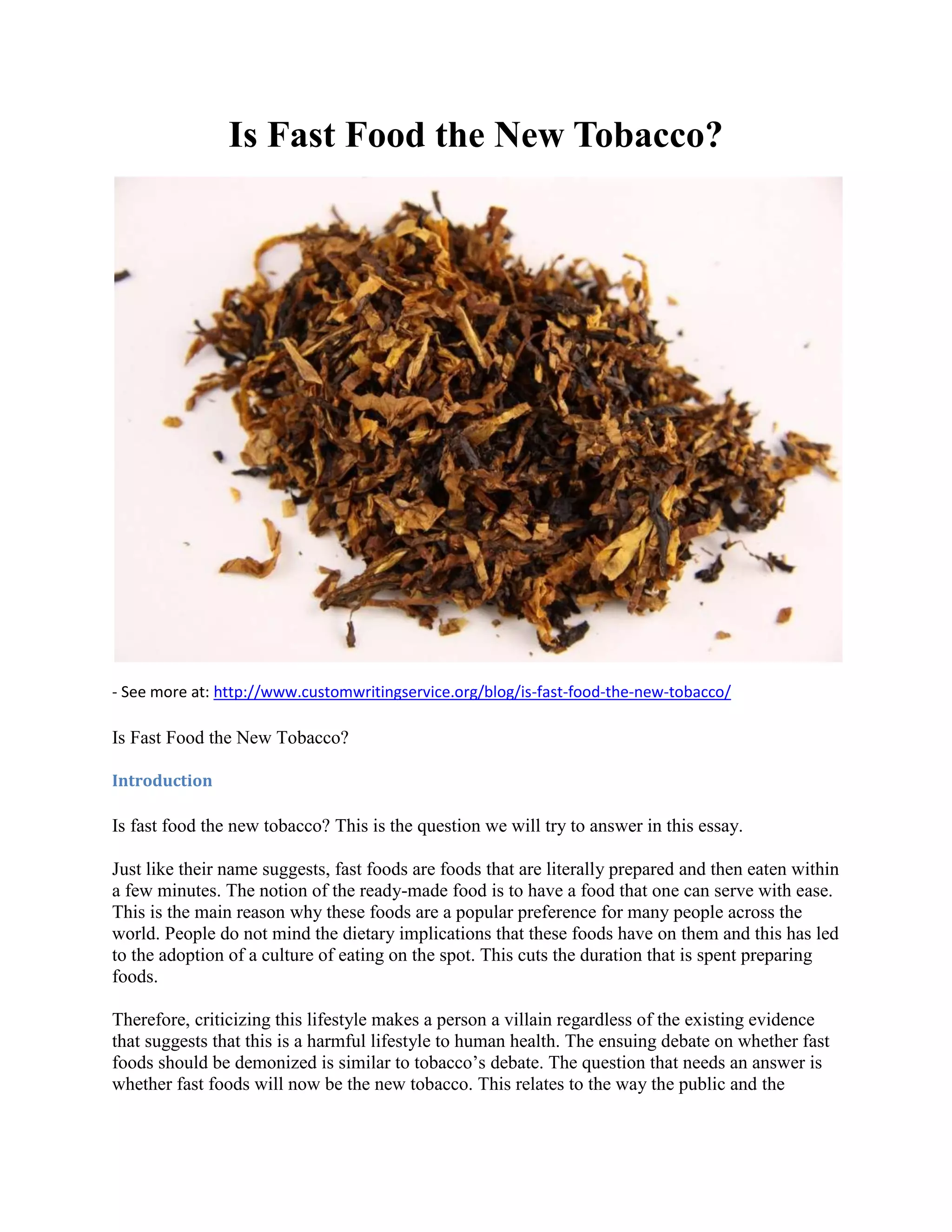 Is fast food the new tobacco? | PDF