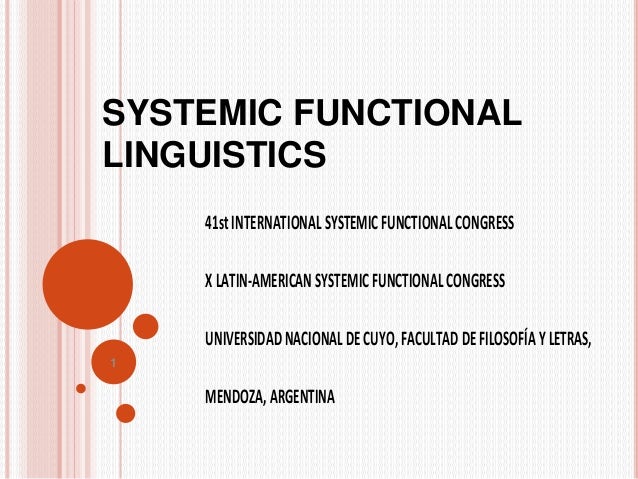 Systemic Functional Linguistics