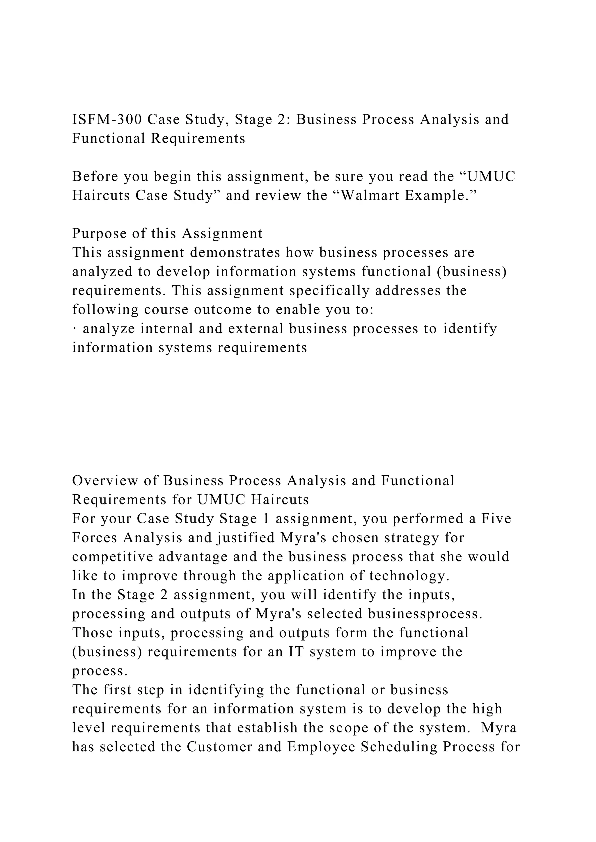 ISFM-300 Case Study, Stage 2 Business Process Analysis and Functi.docx
