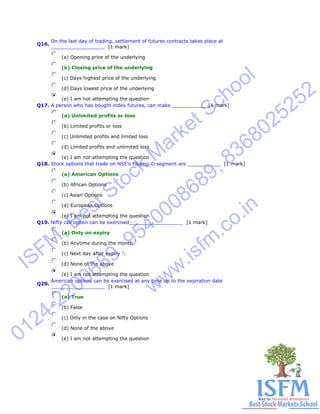 Derivatives Mock Test Questions | PDF