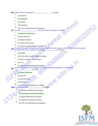 Isfm derivatives mock test | PDF
